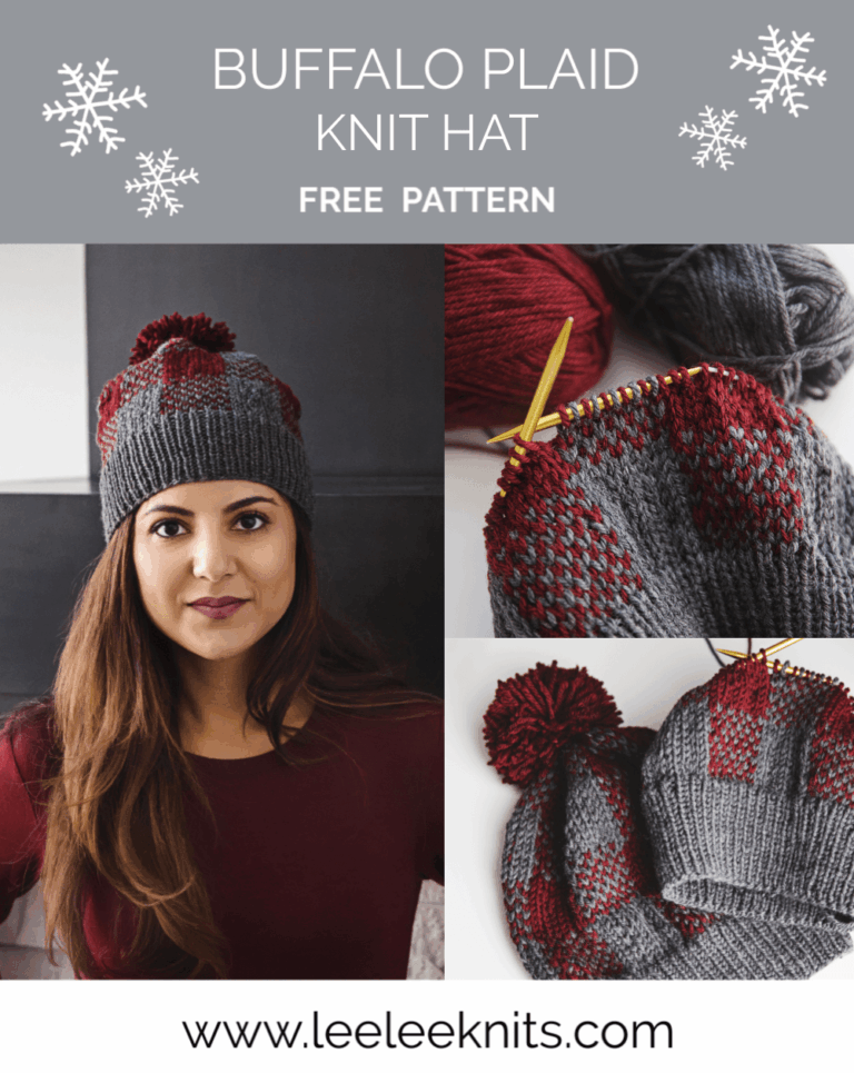 Knit Buffalo Plaid Hat Pattern - Includes Video Tutorial - Leelee Knits