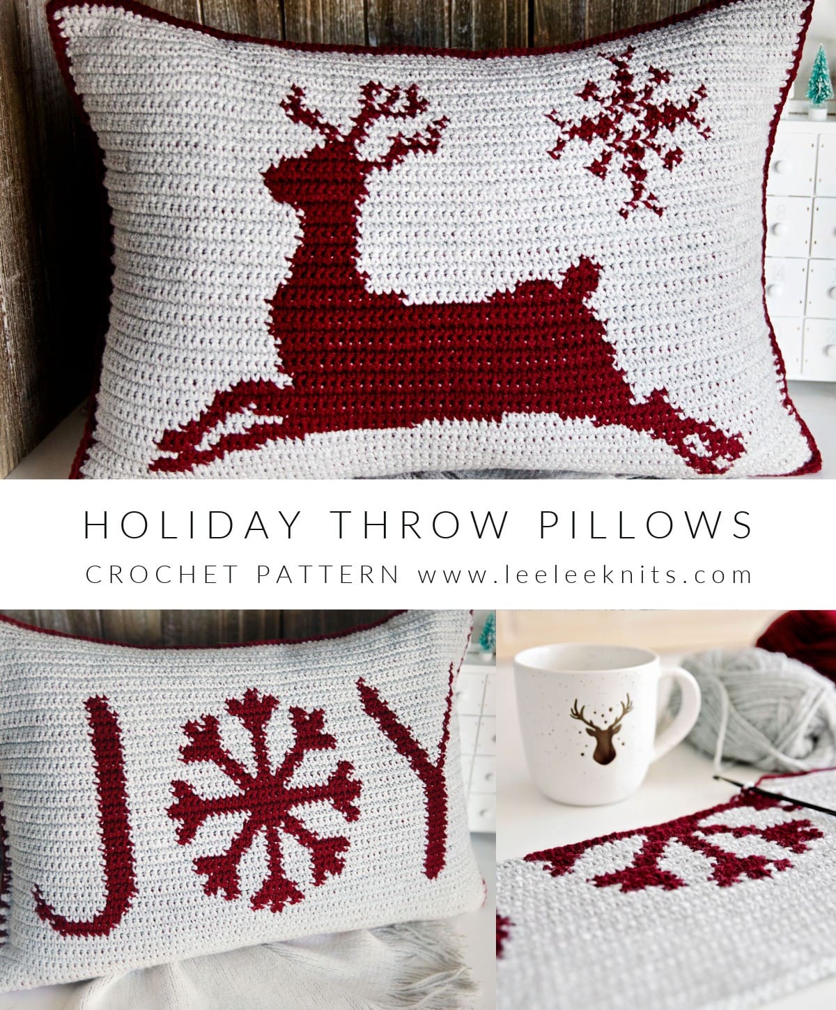 Festive Christmas Throw Pillows Crochet Pattern - Leelee Knits