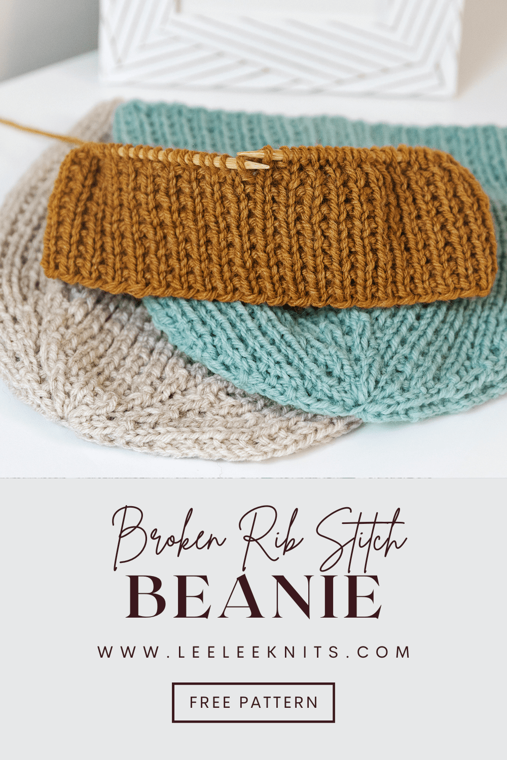 Broken Rib Stitch Knit Beanie Pattern - Leelee Knits