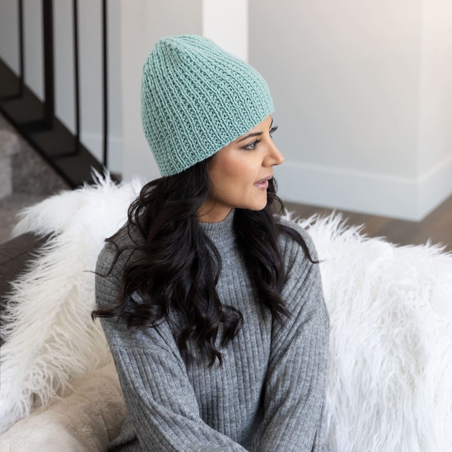 Broken Rib Stitch Knit Beanie Pattern - Leelee Knits