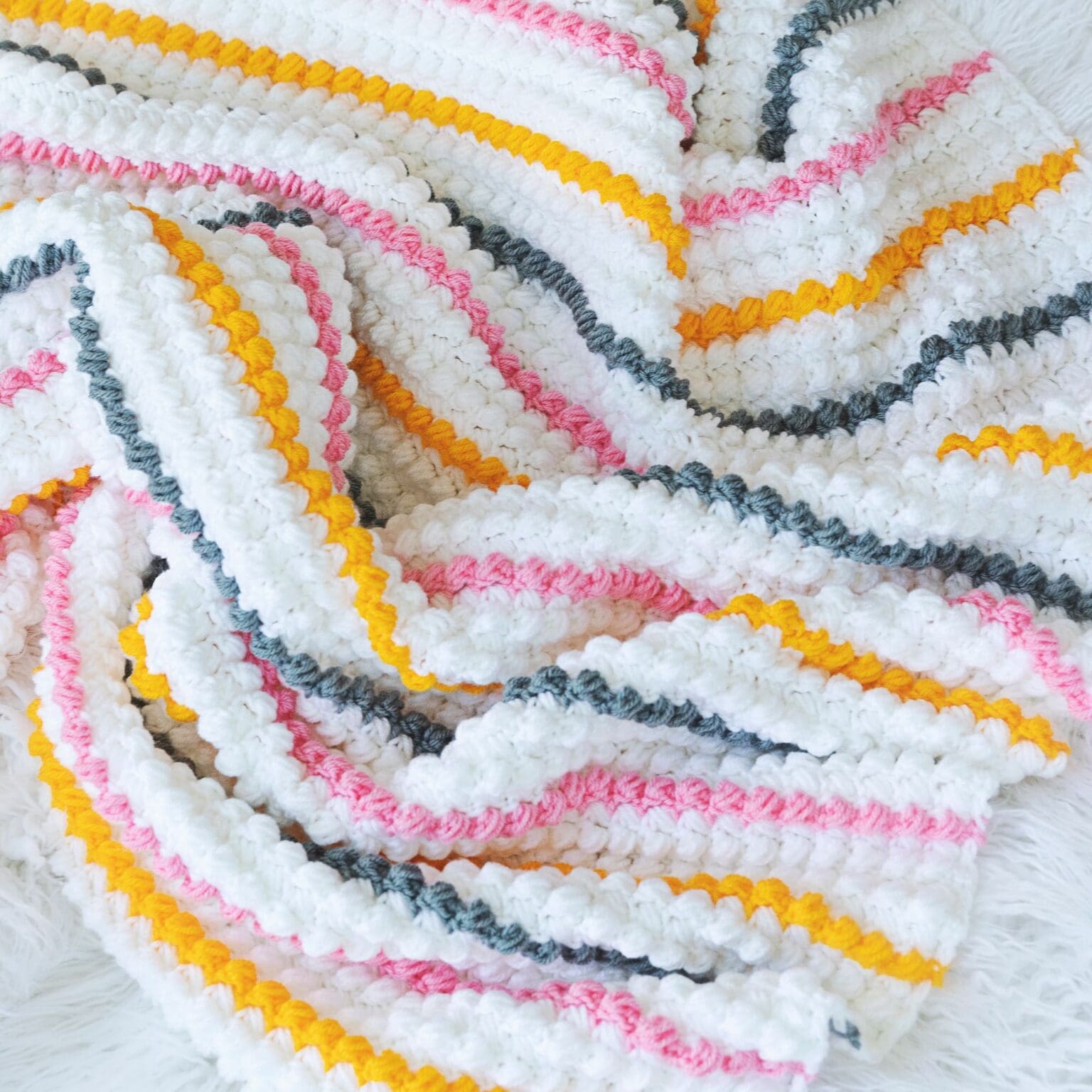 Colourful Striped Crochet Blanket Pattern - Leelee Knits